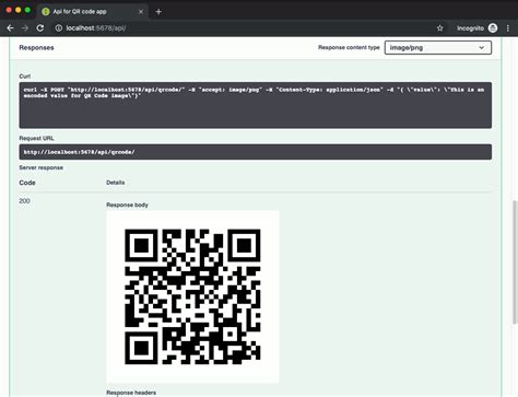 how to create an api endpoint that generates a qr code