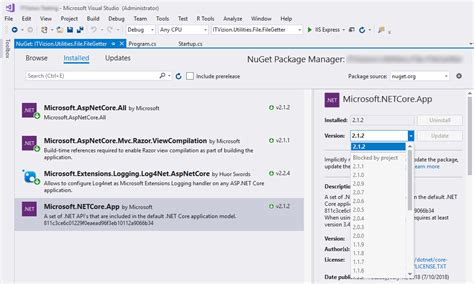 microsoft aspnetcore app 2 1 1 upgrade blocked by project gang of