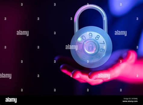Person Presenting A Virtual Projection Of A Lock Representing