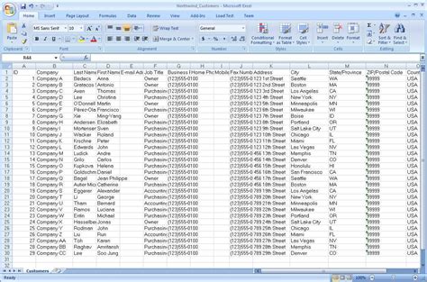 sample of excel spreadsheet with data — db