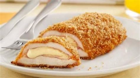 Bem Fácil E Prático Filé De Frango Empanado E Recheado Com Presunto E