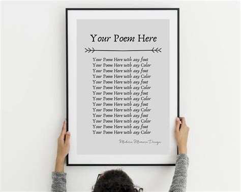 Framed Custom Poem Print Wall Art In 2021 Framed Poem Custom Quote