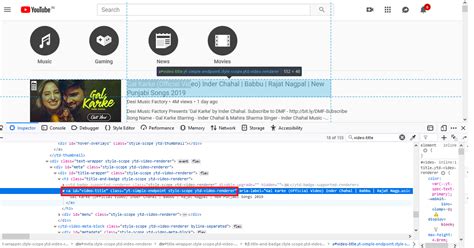 trying to fetch youtube trending videos name and links