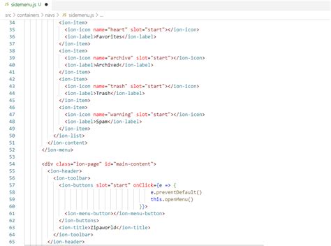 i am trying to implement the ionic sidemenu bar in my react ionic code
