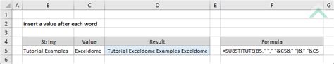 insert a value after each word excel and vba exceldome