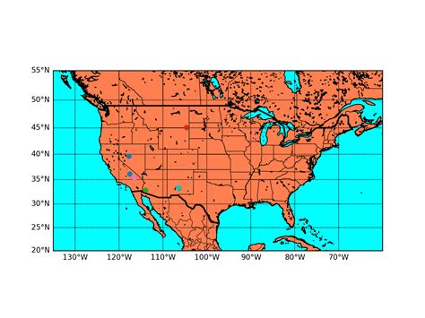 matplotlib unable to plot circles on a map projection in