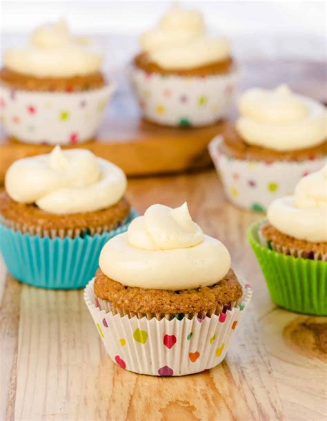 Carrot Cake Cupcakes With Cream Cheese Frosting Garnish With Lemon