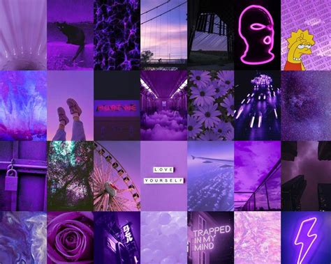 Purple Wall Collage Kit Purple Collage Wall Purple Aesthetic Wall