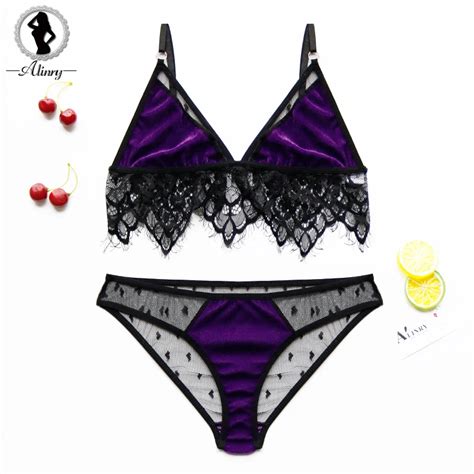 Alinry Sexy Bra Set Women Velvet Lace Seamless Bralette Lingerie Ultra
