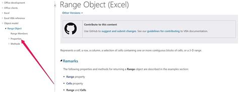 excel vba object properties work with and get available properties