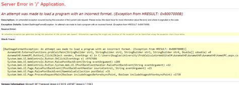 an attempt was made to load a program with an incorrect