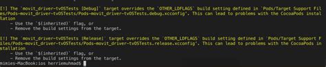 ios target overrides the `other ldflags` build setting while