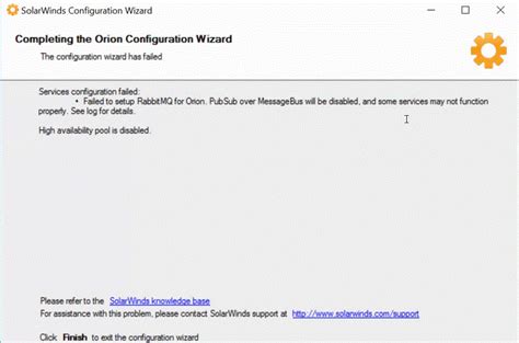 configuration wizard error failed to setup rabbitmq for orion
