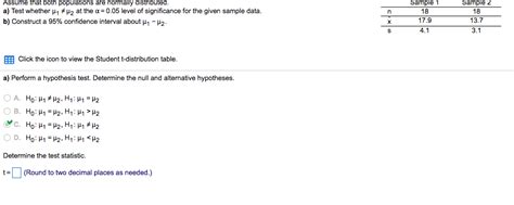 Solved Sample 2 Assume That Both Populations Are Normally