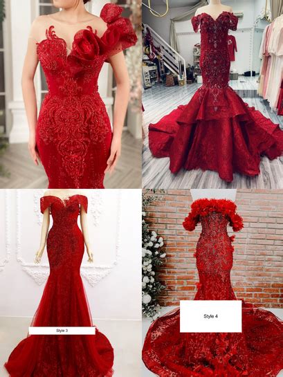 Sexy Red Lace Applique Beaded Mermaid Or Fit And Flare Wedding Evening