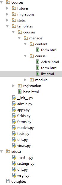 python content form not shown in an elearning site in