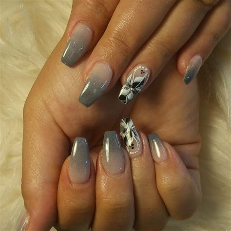 Dip Powder Ombre Nude And Dark Grey Color Pretty Nail Art Design Top Nails