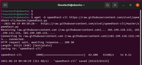 how to test internet speed from terminal in ubuntu linux