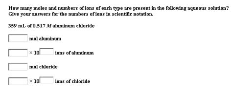Solved How Many Moles And Numbers Ofions Of Each Type Are