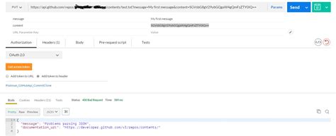 400 problems parsing json github api and postman using oauth stack