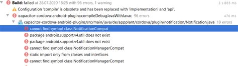 android ionic 4 android android error cannot find symbol