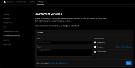 json how to set secret key in vercel environment variables stack