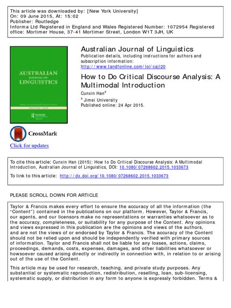 How To Do Multimodal Critical Discourse Analysis Pdf Semiotics