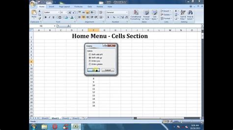 ms excel tutorials home menu cell section in microsoft excel youtube