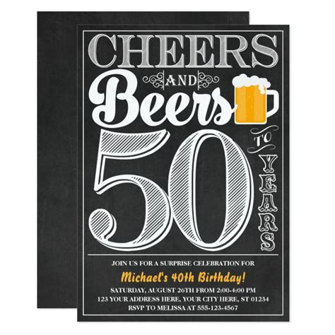 Cheers And Beers To 50 Years Birthday Invitation