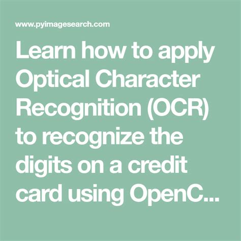 learn how to apply optical character recognition ocr to recognize the