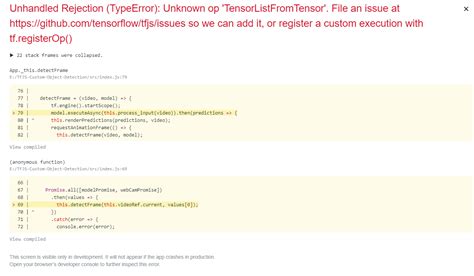 unhandled rejection typeerror unknown op tensorlistfromtensor