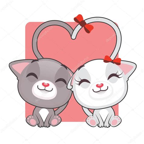 Dibujos Animados Gatitos En El Amor Vector Gráfico Vectorial © Agnessz