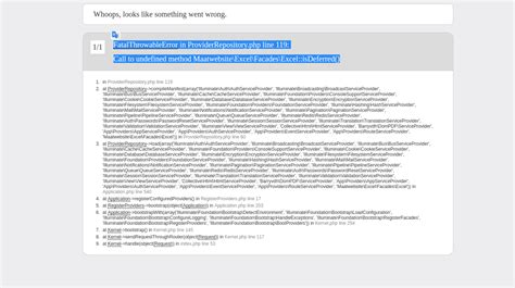 call to undefined method maatwebsite excel facades excel