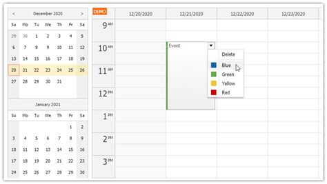 asp core monthly calendar 7 javascript html5 open source