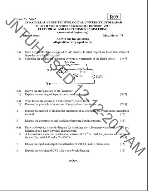 Jntuh B Tech Electrical And Electronics Engineering December 2017