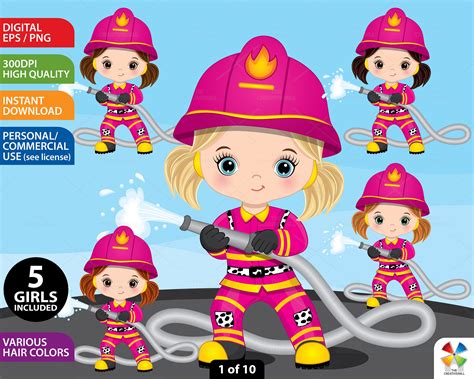 Girl Firefighter Clipart Vector
