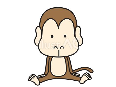 足を開いて座るサルイラスト No 23307619／無料イラスト フリー素材なら「イラストac」