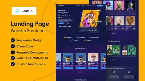 create a modern nft landing page using react js or nextjs by abdul kade