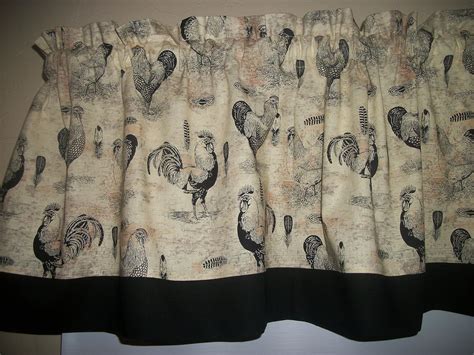 Black French Country Rooster Chicken Farm Kitchen Farmhouse Fabric
