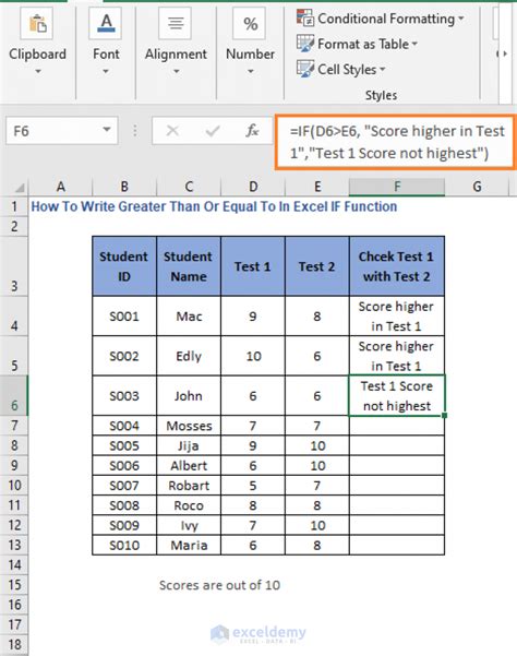 how to write greater than or equal to in excel if function