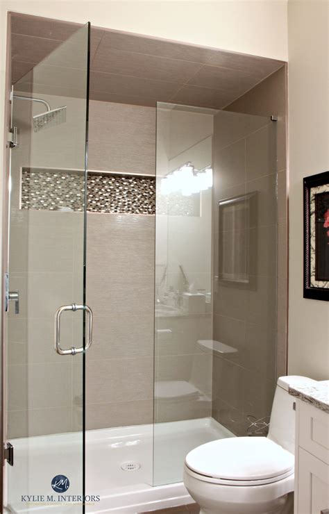 Walk In Shower With Tiled Niche In Mosaic Tile Large Porcelain Wall