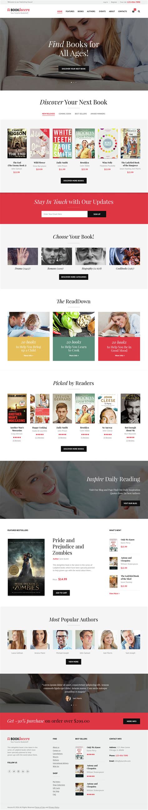 booklovers publishing house and book store wordpress theme top