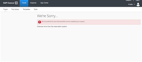 hotel booking error sap concur community