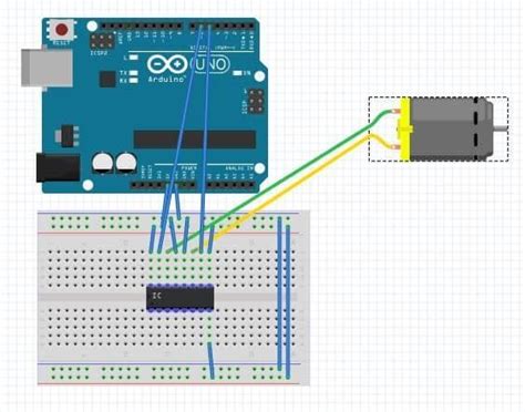 lets control an dc motor with a l293d chip and make it so it will go