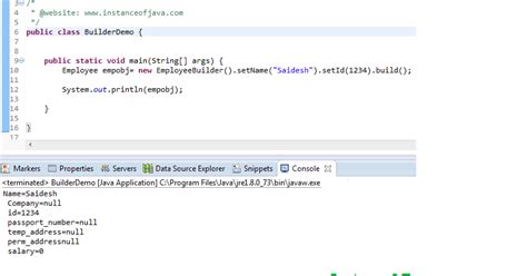 builder design pattern in java with example program
