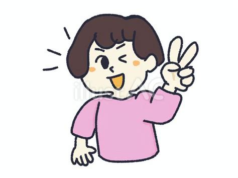 ピースサインをする女の人（カラー）イラスト No 24062069｜無料イラスト・フリー素材なら「イラストac」