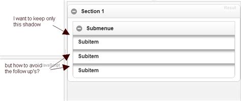 how to make a collapsible with a single css drop shadow in jquery