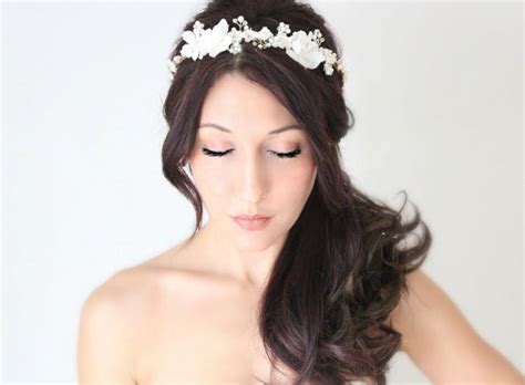 Bridal Headband Wedding Flower Crown Crystals And Pearls Bridal