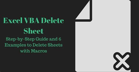 excel vba delete sheet step by step guide and 6 examples