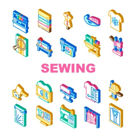 Premium Vector Factory Sewing Sew Machine Icons Set Vector Tailor